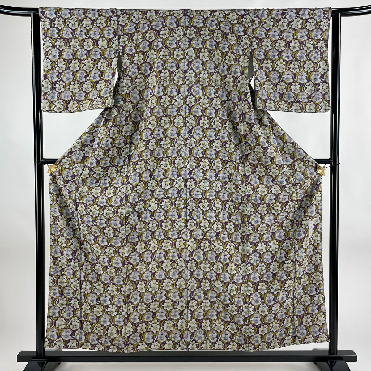 袋帯 美品 逸品 辻村ジュサブロー 落款あり 破れ扇 桜 金糸 灰茶 袋帯 美品 逸品 辻村ジュサブロー 落款あり 破れ扇 桜 金糸 灰茶