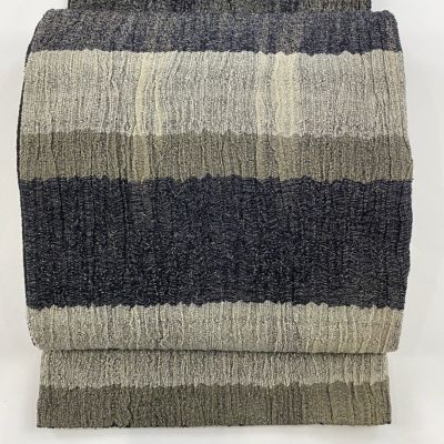 袋名古屋帯 美品 名品 夏帯 段縞 黒灰 正絹|中古・古着 袋名古屋帯 美品 名品 夏帯 段縞 黒灰 正絹|中古・古着