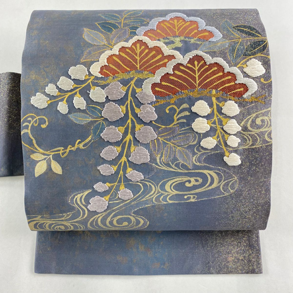 袋帯 美品 秀品 丸文 松 金銀糸 灰色 六通 正絹|中古・古着 袋帯 美品 秀品 丸文 松 金銀糸 灰色 六通 正絹|中古・古着