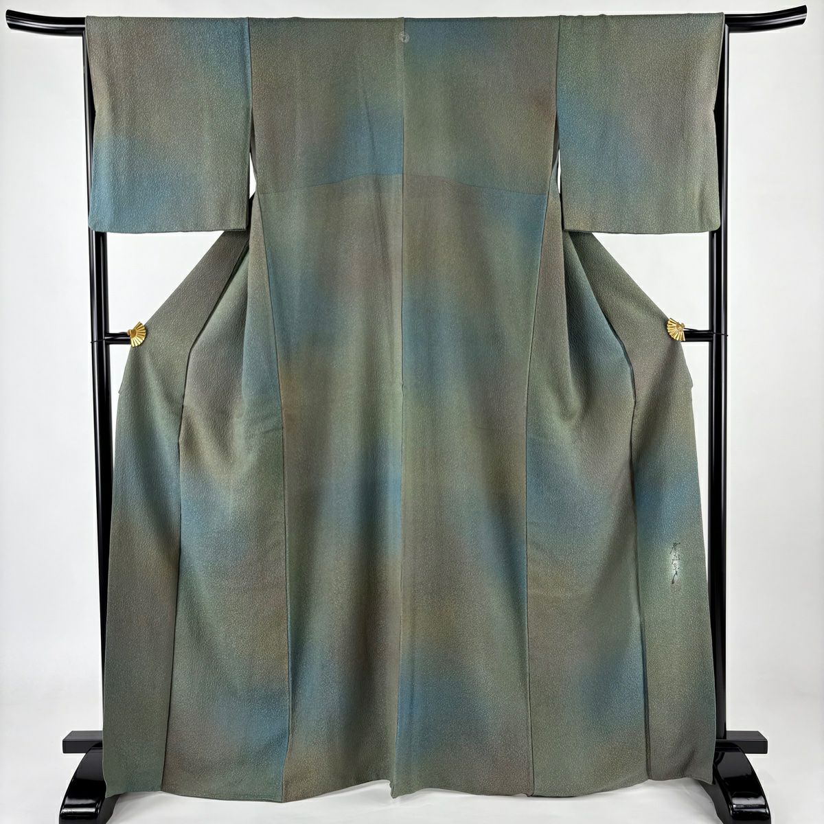 小紋 身丈157.5cm 裄丈65cm M 単衣 斉藤三才 落款あり 縦縞 縦ぼかし