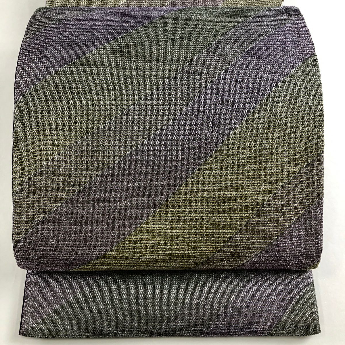 最終値引き】 77%OFF 袋帯 美品 秀品 斜縞 箔 銀糸 薄紫 全通 最終値引き】 77%OFF 袋帯 美品 秀品 斜縞 箔 銀糸 薄紫 全通